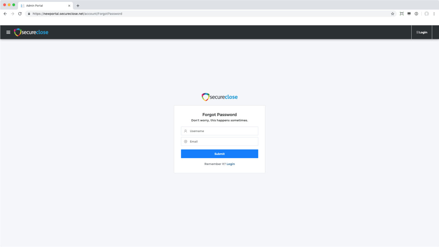 Resetting Your Password – SecureClose
