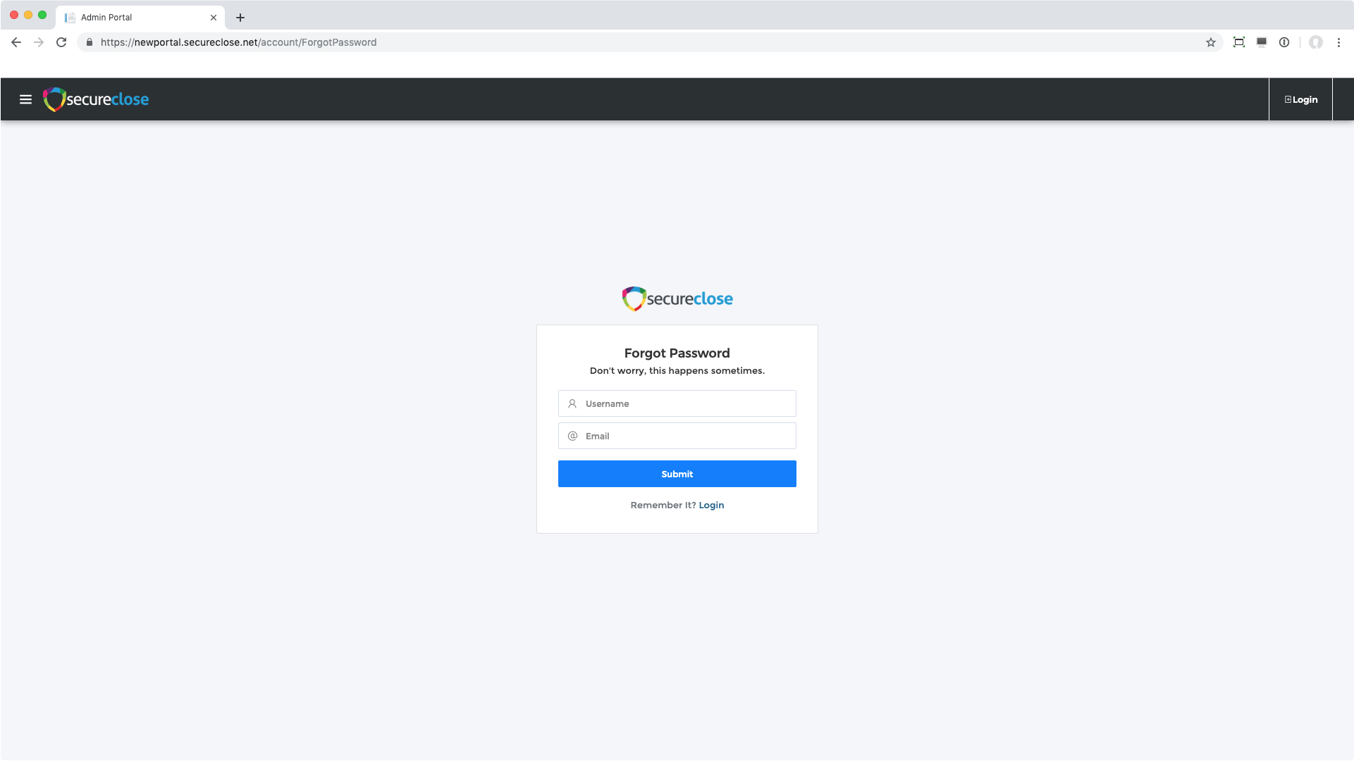Resetting Your Password – SecureClose