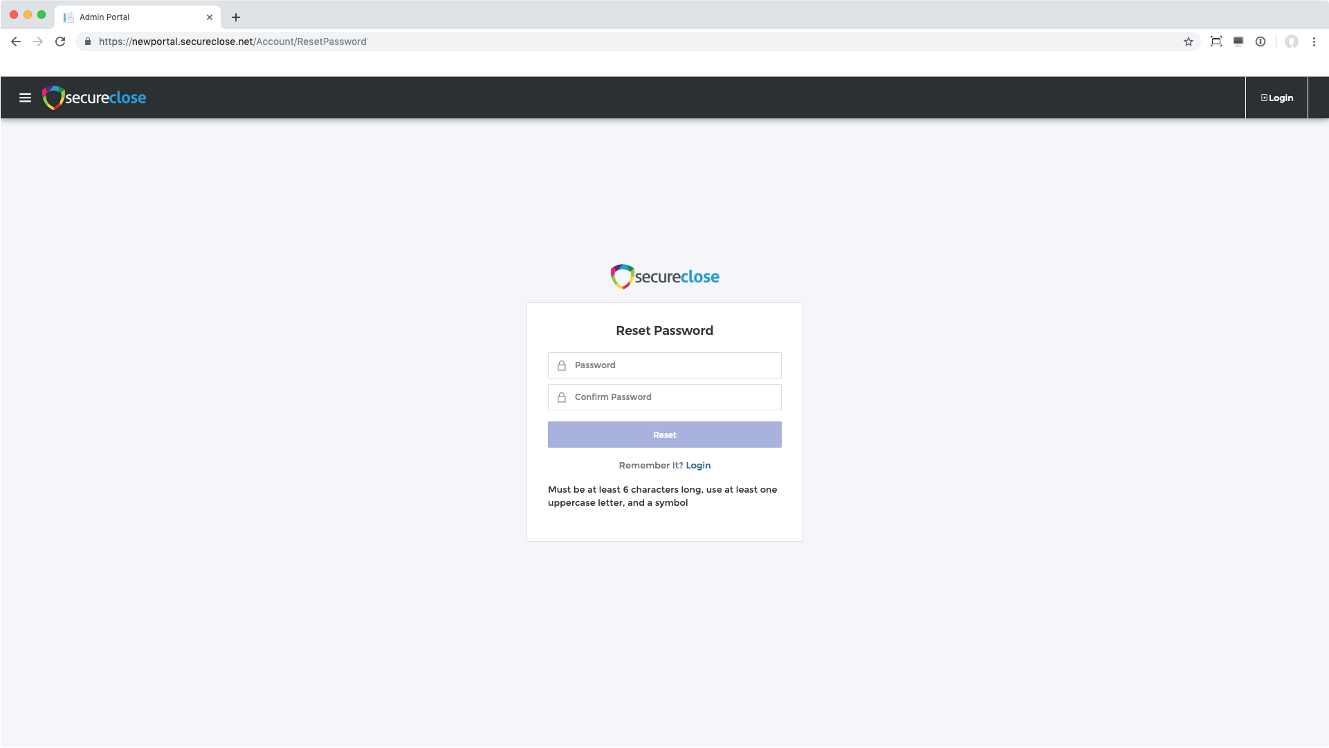 Resetting Your Password – SecureClose