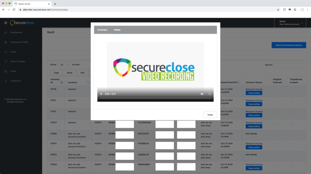Viewing Document Copies or Video in Browser – SecureClose