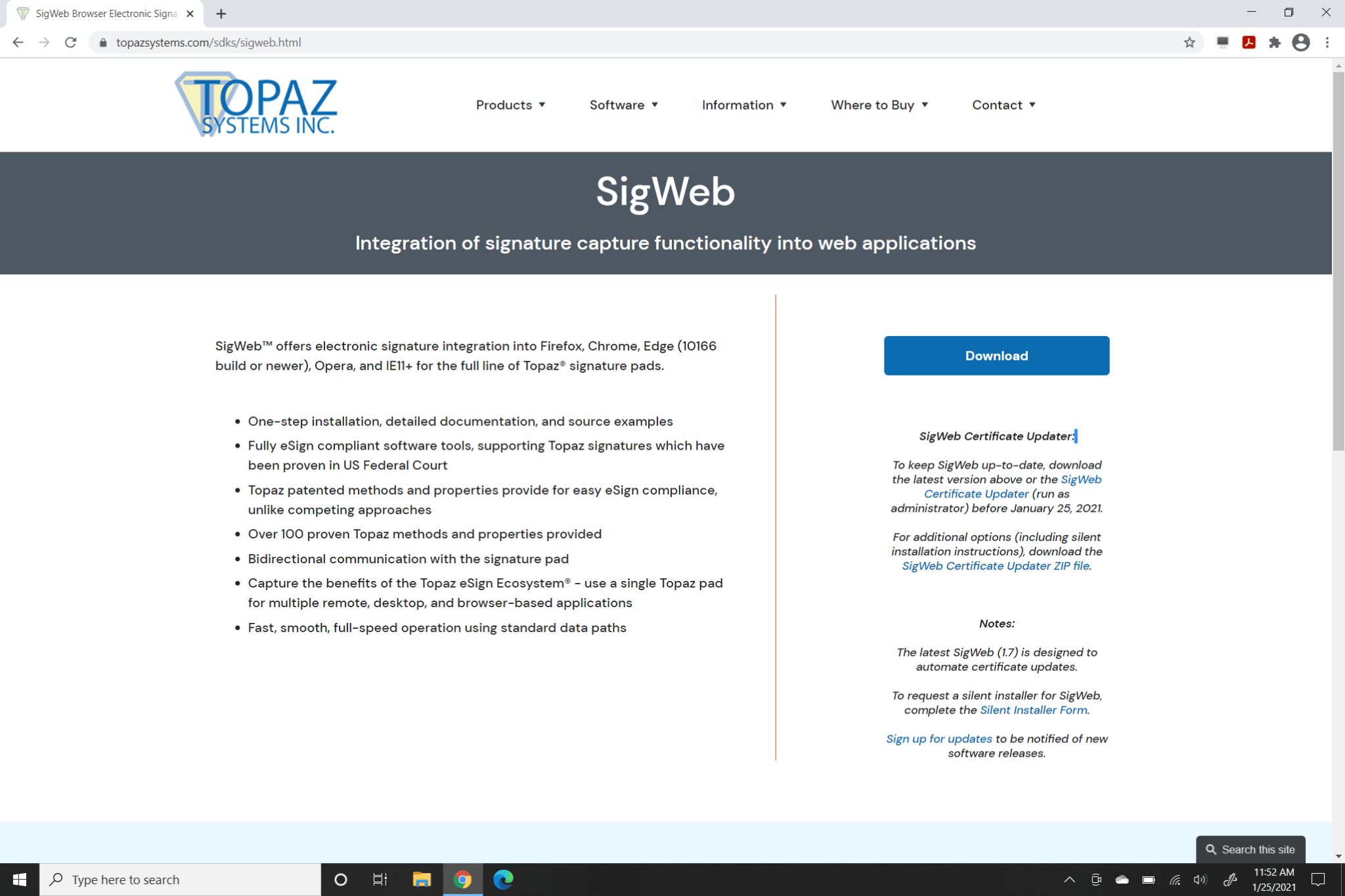 Updating the Topaz Signature Tablet Certificate – SecureClose